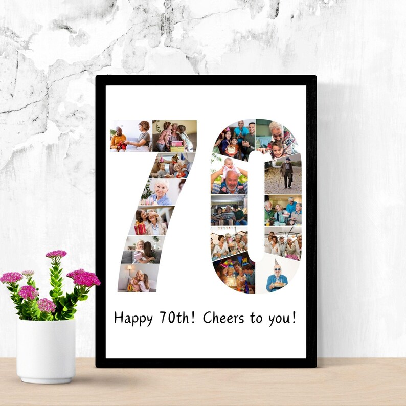 Editable 70th Birthday Photo Collage Template on Canva to Showcase a ...