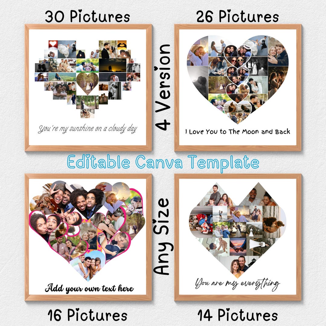 Love Heart Photo Collage Template Canva Image Collage Template ...