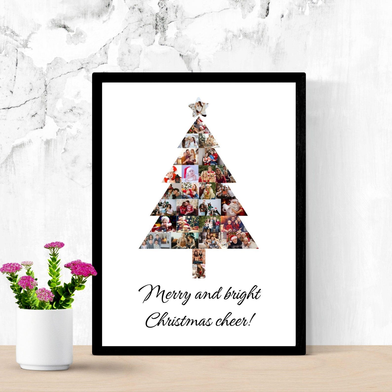 Beautiful Christmas Tree Photo Collage Template in Canva for Family ...