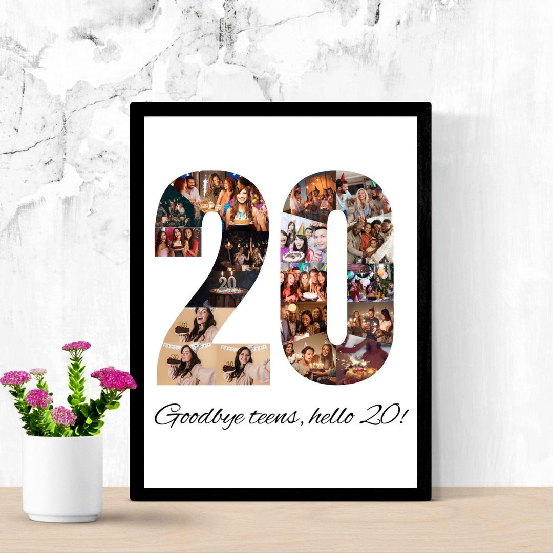 20th Birthday Photo Collage Canva Template Customizable Milestone ...
