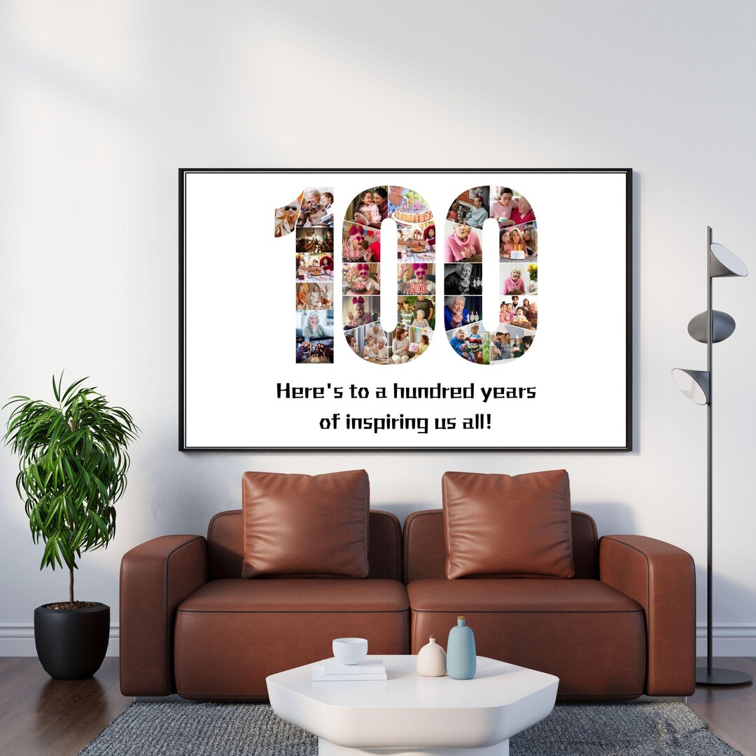 100th Birthday Photo Collage Template | Customizable Canva Design ...