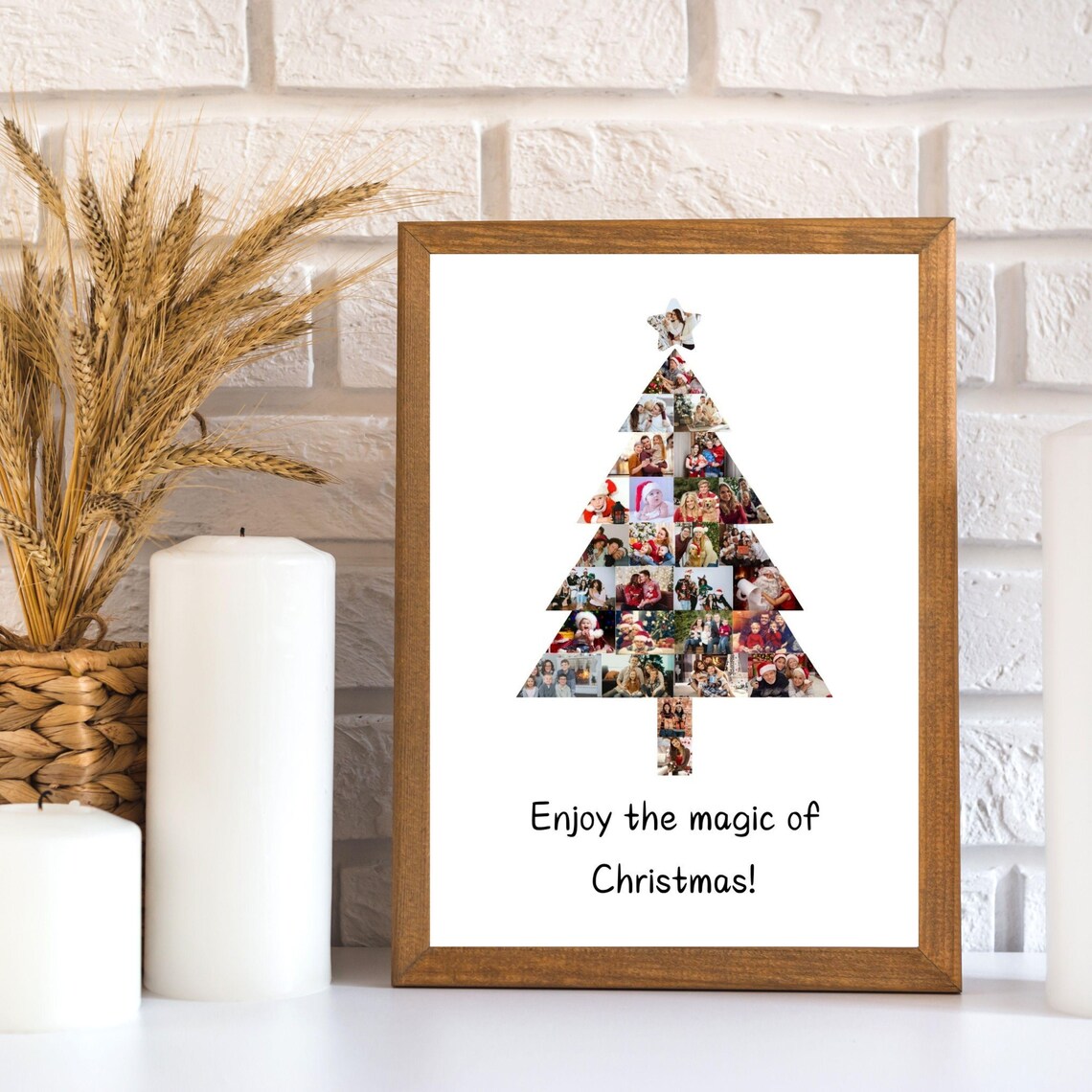 Beautiful Christmas Tree Photo Collage Template in Canva for Family ...