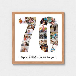 Editable 70th Birthday Photo Collage Template on Canva to Showcase a ...