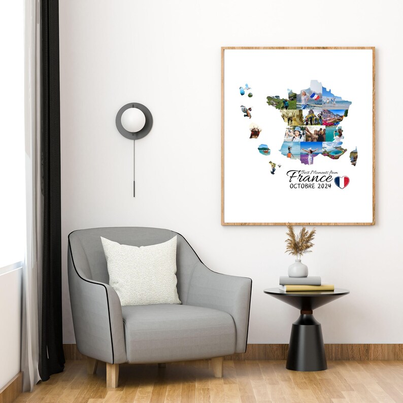 France Map Photo Collage Template: Travel Keepsake (canva, Digital ...
