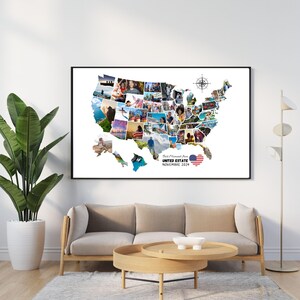 USA Map Photo Collage Template: Customizable Travel Memory Scrapbook ...