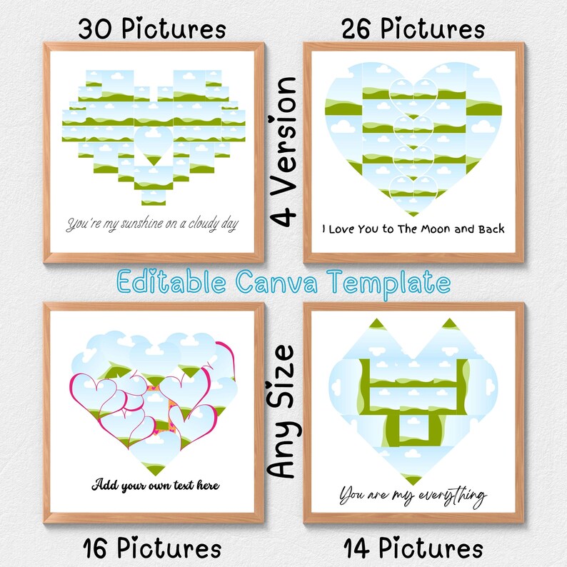 Love Heart Photo Collage Template Canva Image Collage Template ...