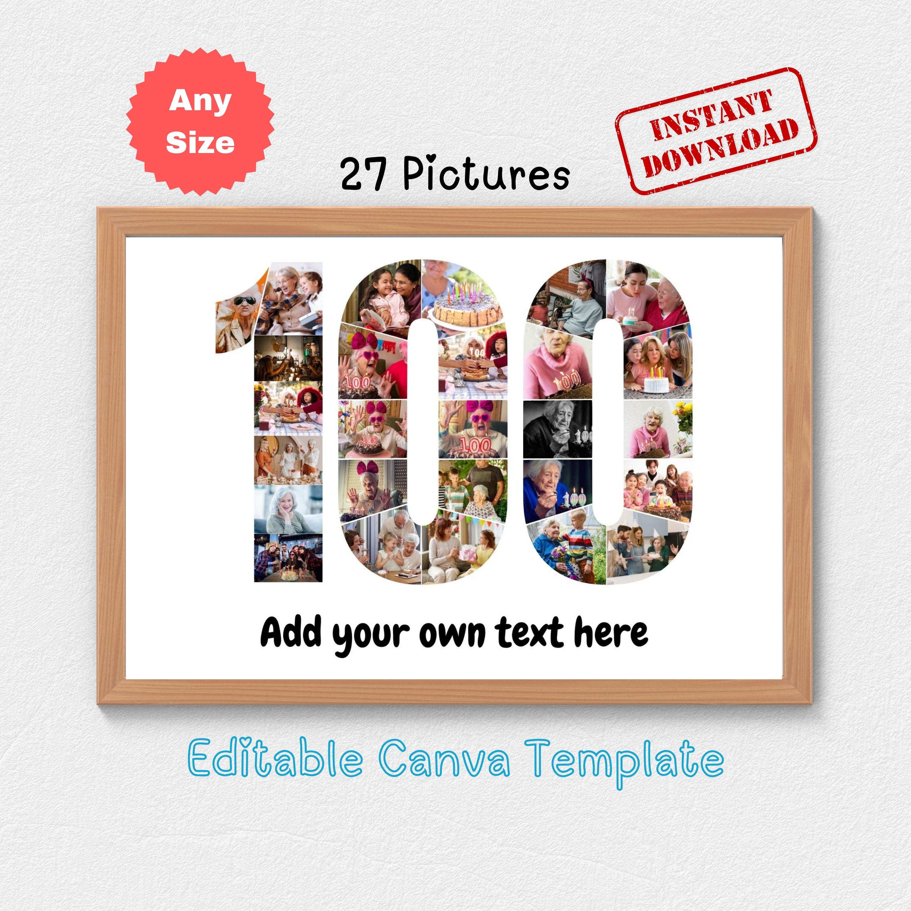 100th Birthday Photo Collage Template | Customizable Canva Design ...