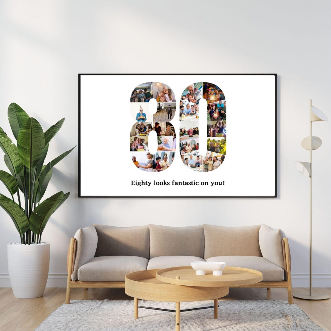 Custom 80th Birthday Photo Collage Canva Template Honor 80 Years of ...