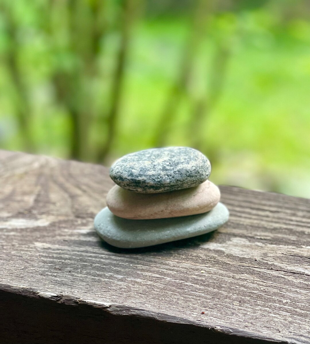 Oval Stacked Stone Cairn , 3 Natural Lake Stones , Calm Decor From ...