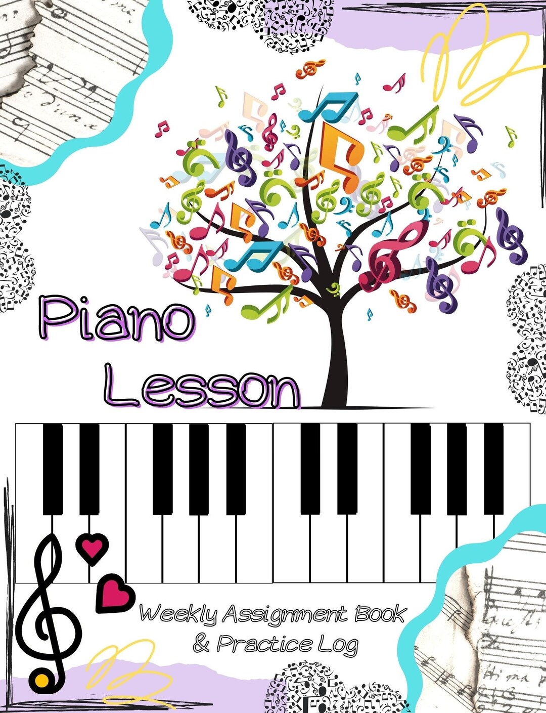 Piano Lesson Assignment Book & Personalized Folder for Sheet Music ...