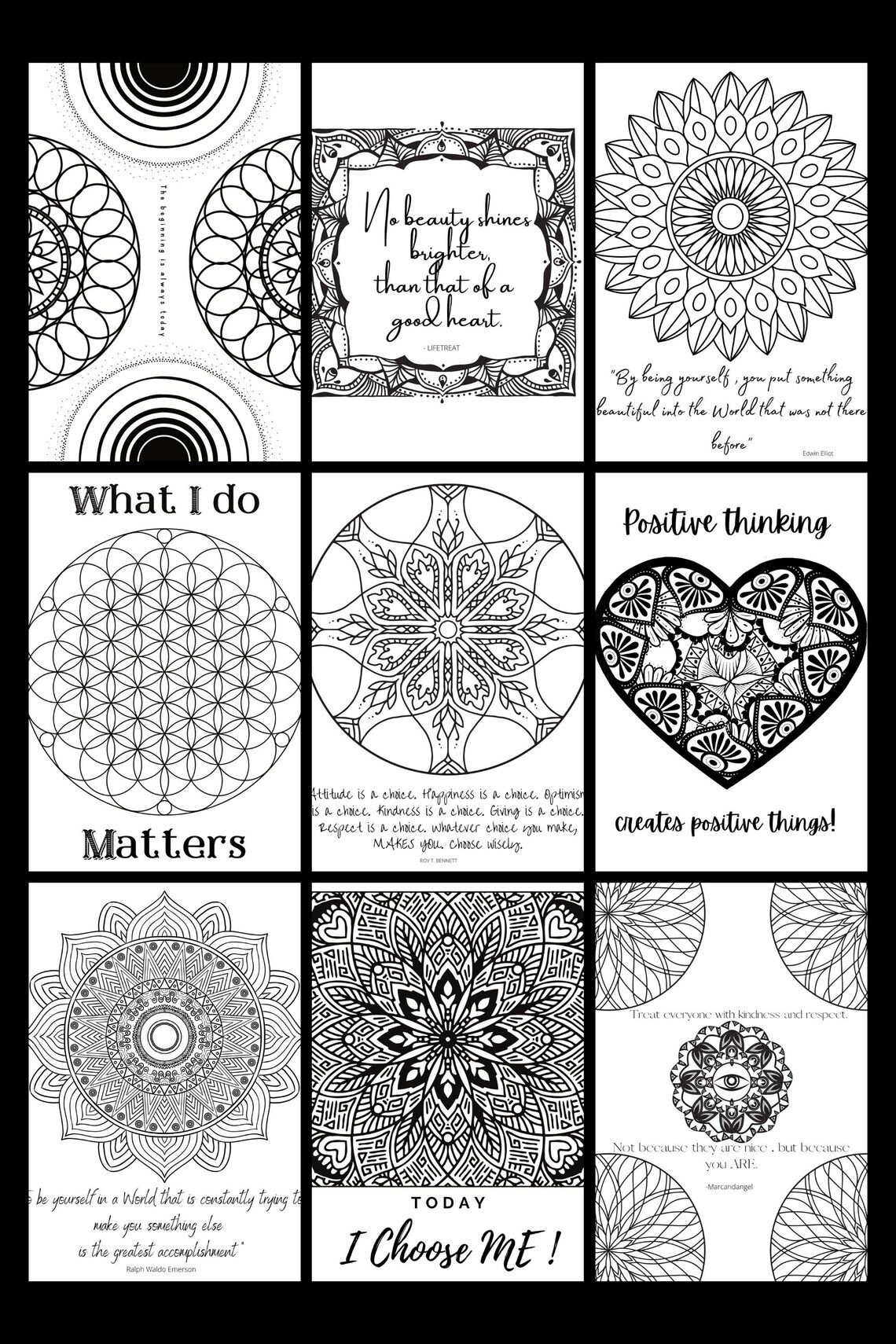 Print to Color 10 Inspirational Mandalas for Self-Care and | Etsy