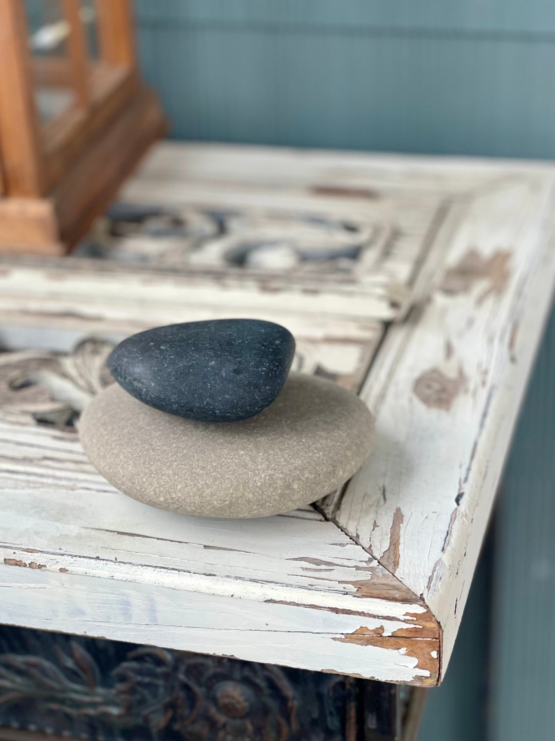 Round Healing Stone Sculpture , Sandstone and Smooth Basalt Lava Rock ...