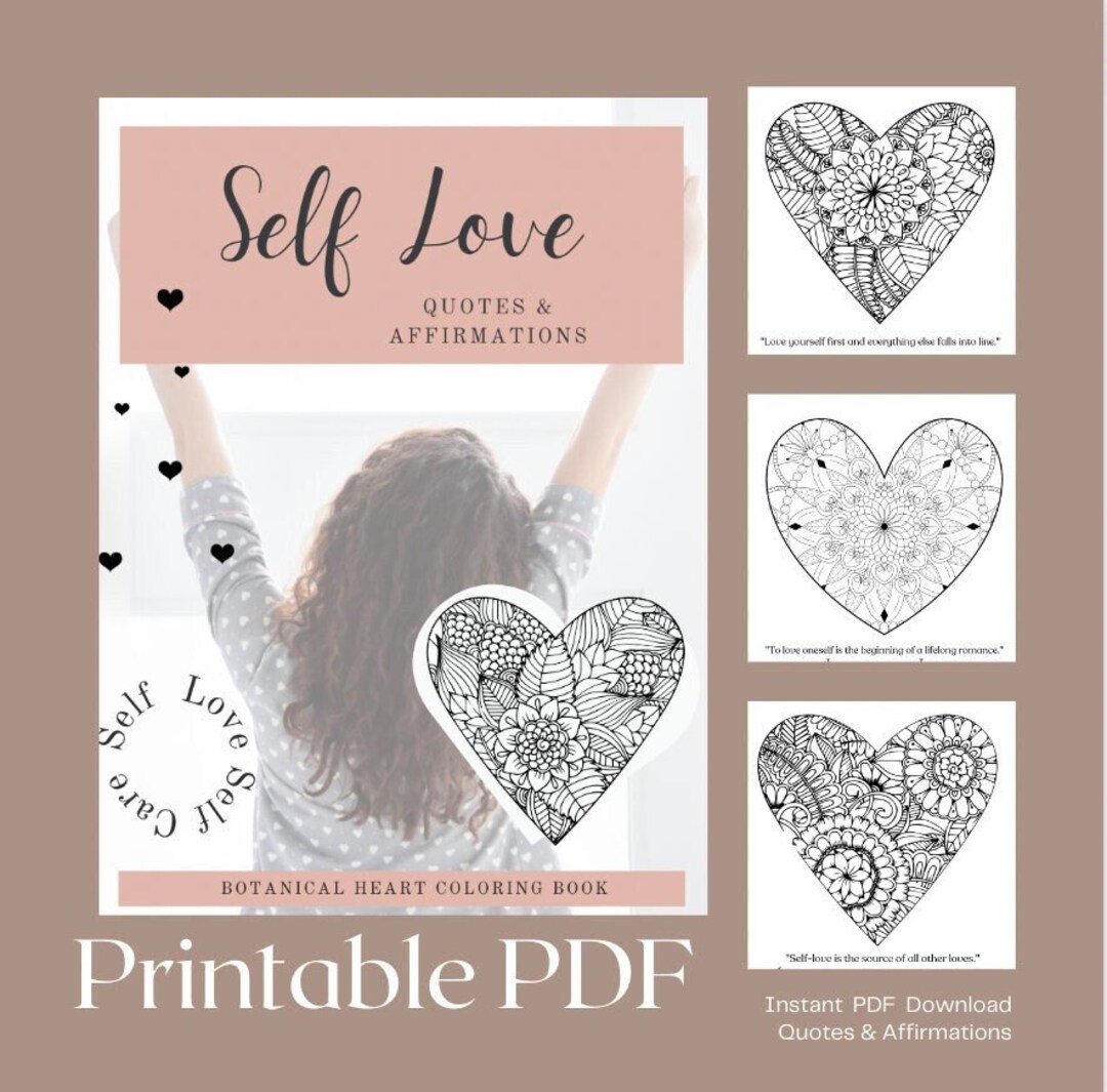 Self Love PDF Coloring Book With Quotes & Affirmations Uplifting ...
