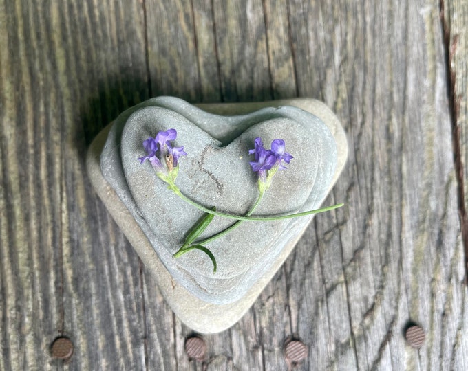 Stone Heart Stack of 3 , Natural Lake Stones , Rock Sculpture , Cairn ...