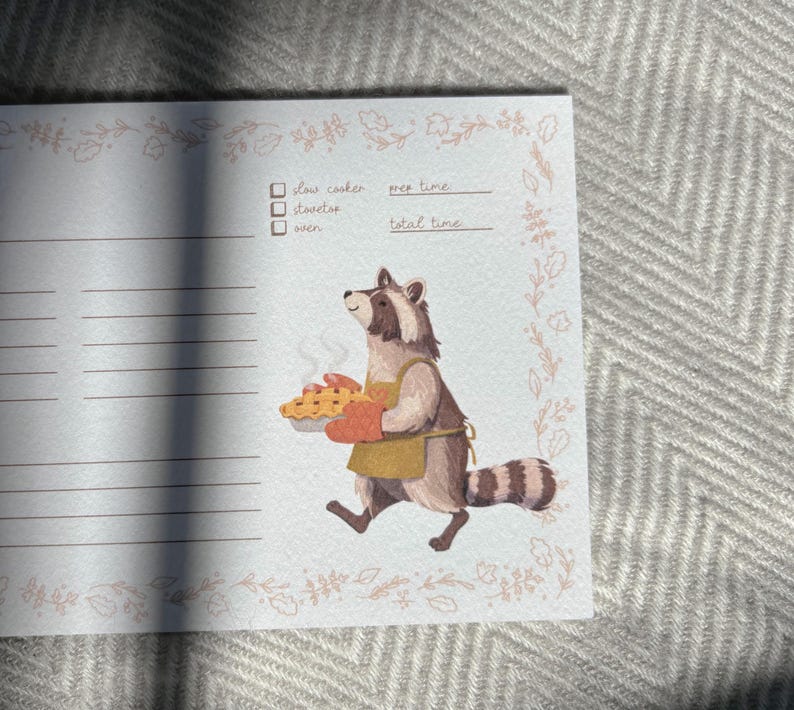 Raccoon Recipe Cards - Digital Download - Hand-illustrated Animal Art ...