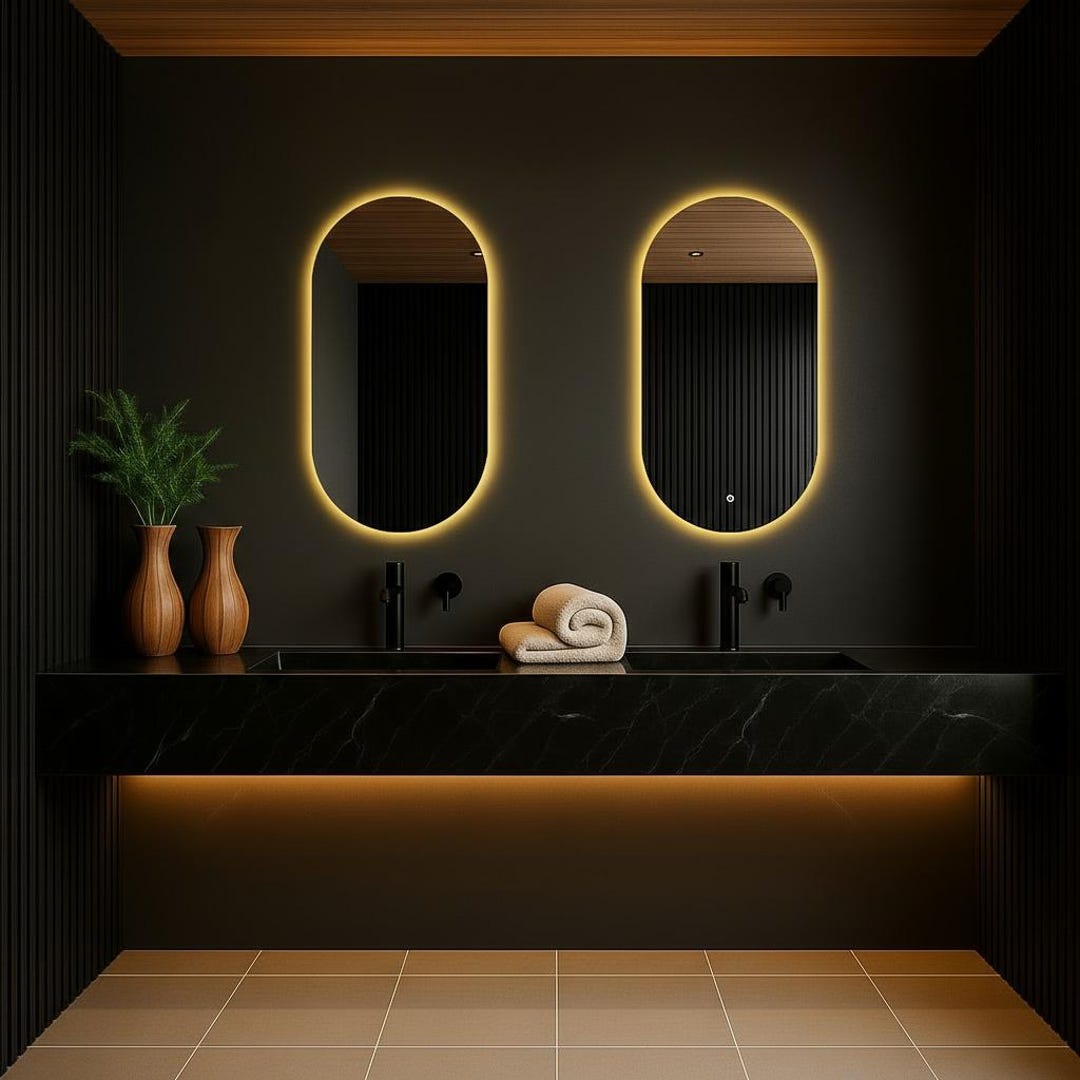 Pill Shaped Led Mirror, Oval Led Mirror, Capsule Led Mirror, Led Barber ...