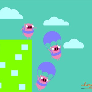 Cute Parachuting Pigs Wall Decal - Etsy
