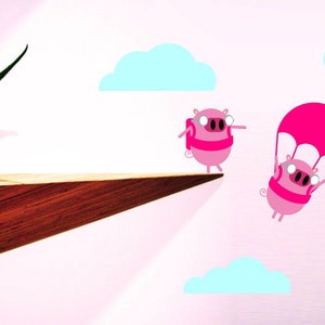 Cute Parachuting Pigs Wall Decal - Etsy