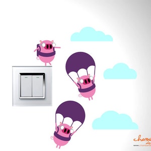 Cute Parachuting Pigs Wall Decal - Etsy