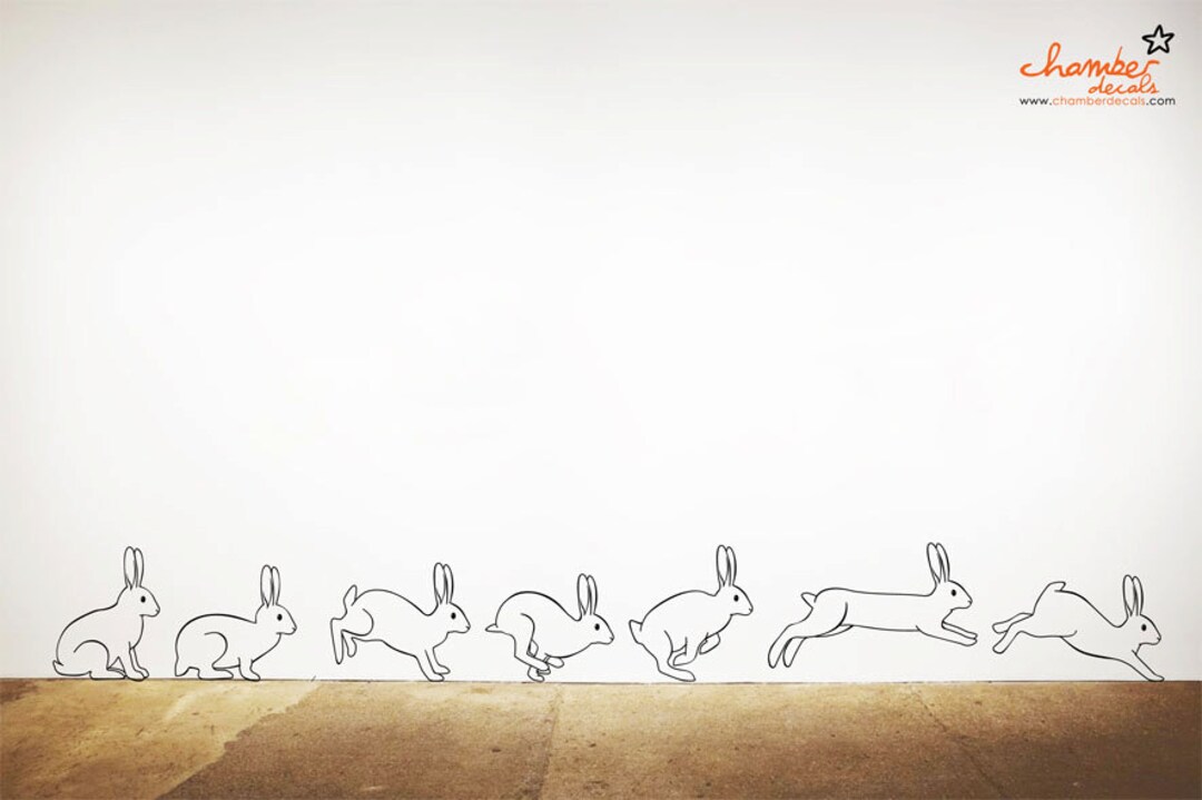 Rabbit Running Hopping Wall Decal - Etsy