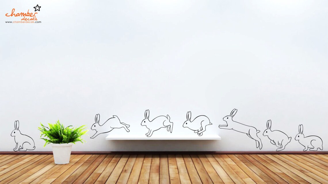 Rabbit Running Hopping Wall Decal - Etsy