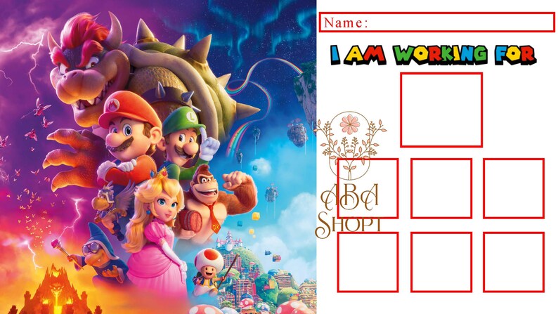 Super Mario Brothers Token Board Economy With 4-10 Token Board Options ...