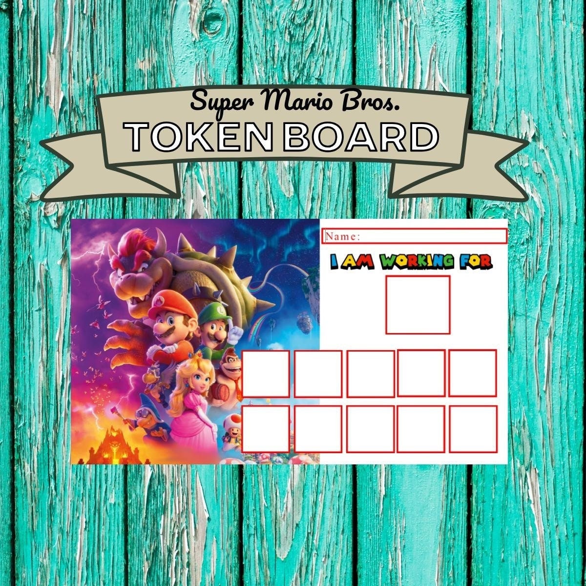 Super Mario Brothers Token Board Economy With 4-10 Token Board Options ...
