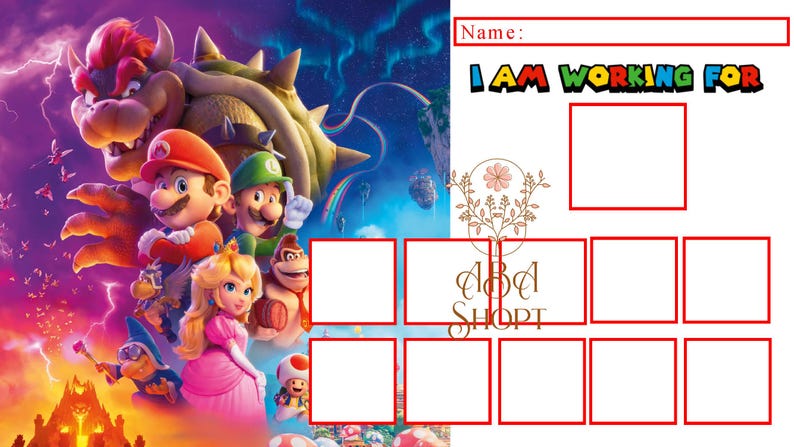 Super Mario Brothers Token Board Economy With 4-10 Token Board Options ...