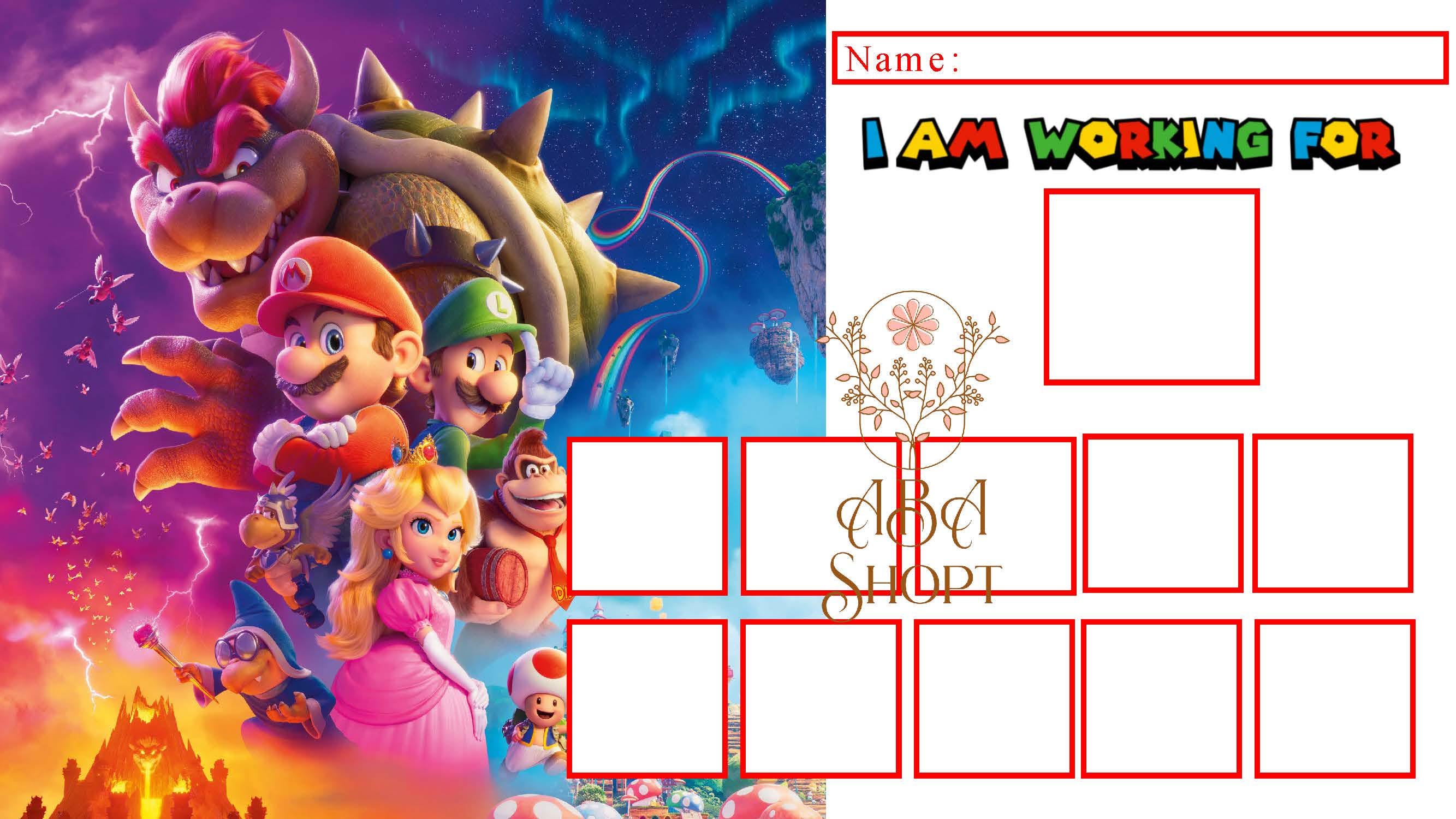 Super Mario Brothers Token Board Economy With 4-10 Token Board Options ...