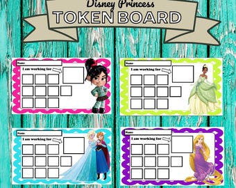 Printable Disney Princess Set of 15 Token Boards, Special Education ...