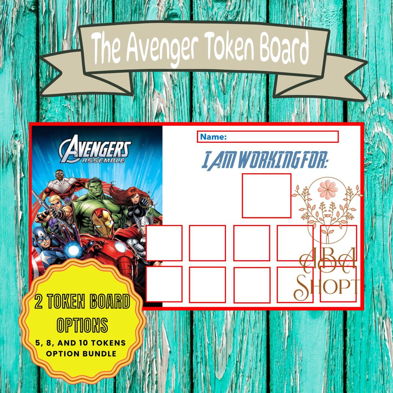 The Avengers Token Board Economy With 5,8 & 10 Token Board Options, ABA ...