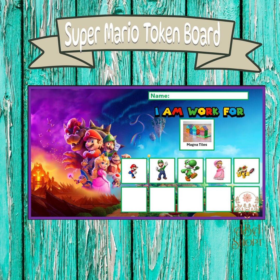 Super Mario Brothers Token Board Economy With 5 & 10 Token Board ...