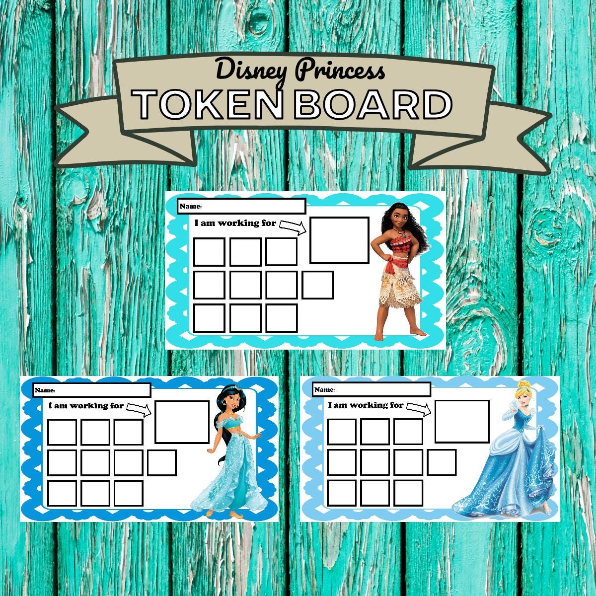 Printable Disney Princess Set of 15 Token Boards, Special Education ...