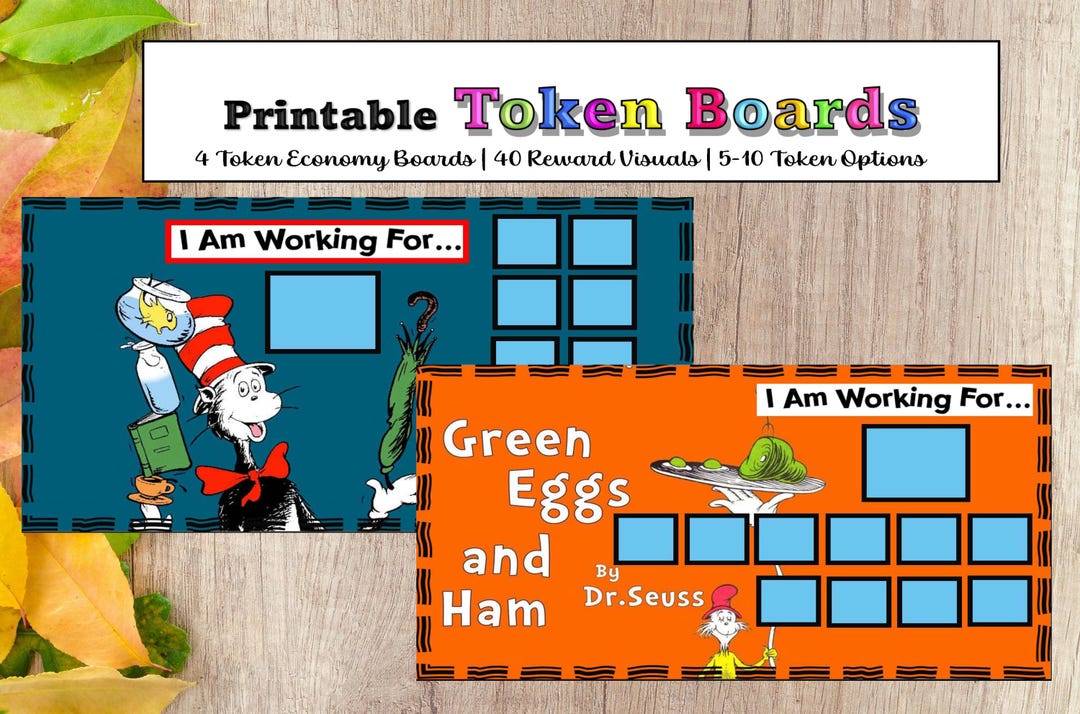 Cat in the Hat and Green Eggs and Ham Token Board | 4 Token Boards | 4 ...