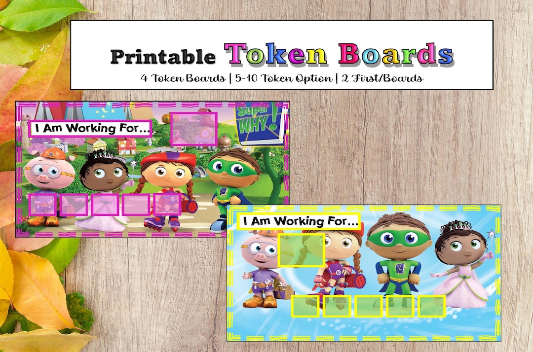Super Why Token Board With 5-10 Token Board Options, 4 Token Boards, 2 ...