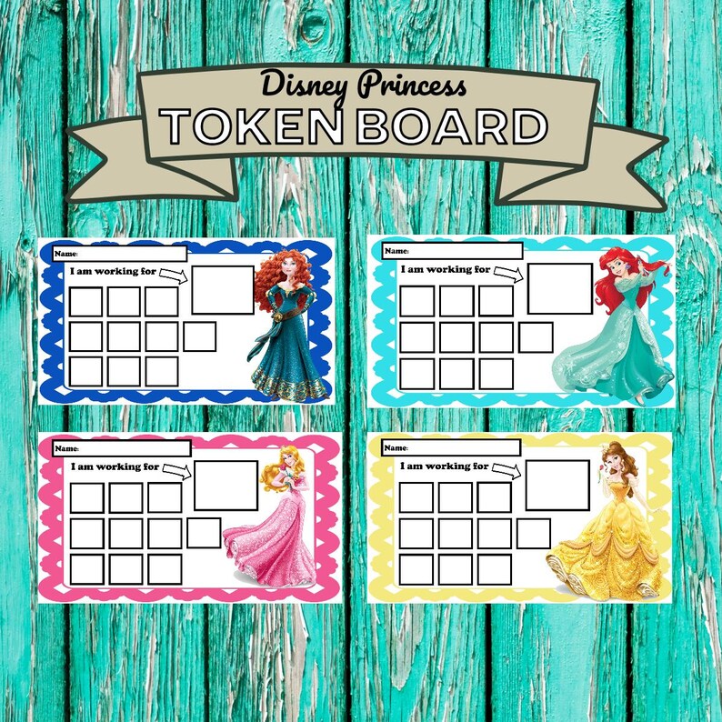 Printable Disney Princess Set of 15 Token Boards, Special Education ...