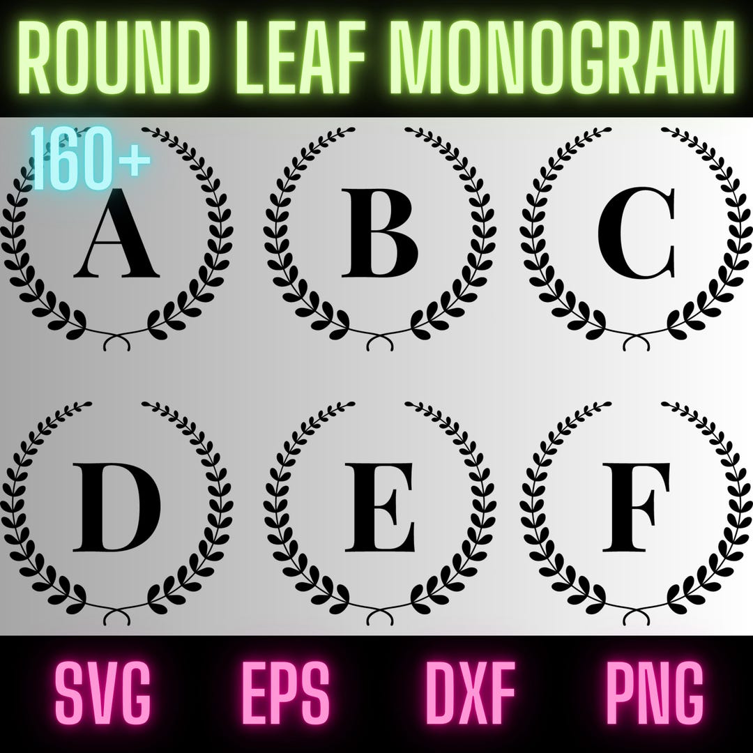 Round Leaf Monogram Svg, Round Leaf Svg Bundle, Leaf Monogram Svg ...