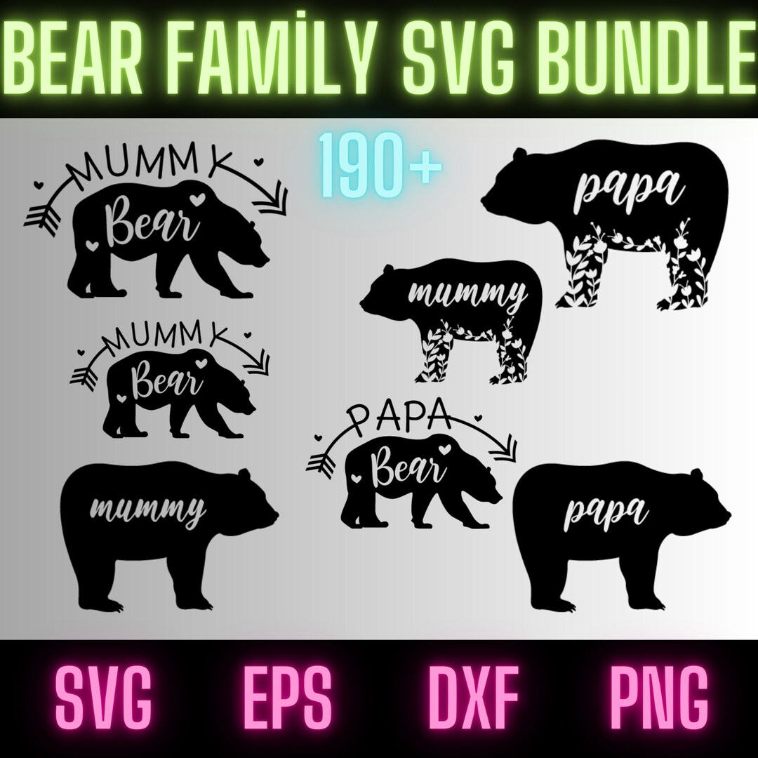 Bear Family Svg, Bear Family Cut File for Cricut, Mama Bear Svg, Papa ...