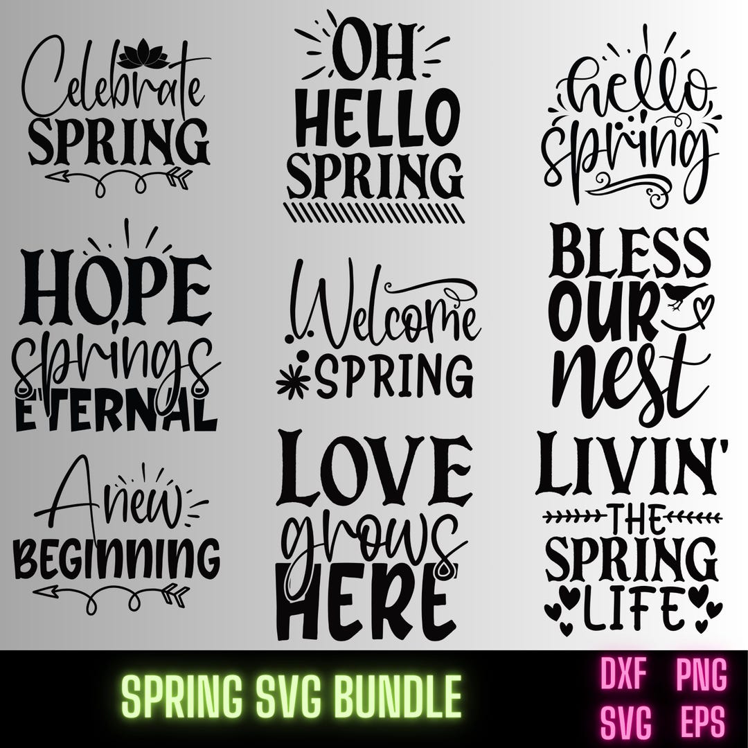 Spring SVG Bundle, Hello Spring Svg, Spring Quotes Svg, Spring Shirt ...