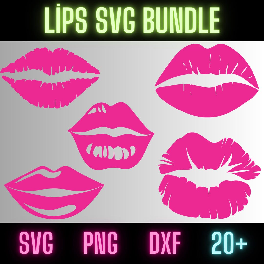 Lips SVG, Lipstick Svg, Kiss Svg, Valentines Day SVG, Lips Svg Bundle ...