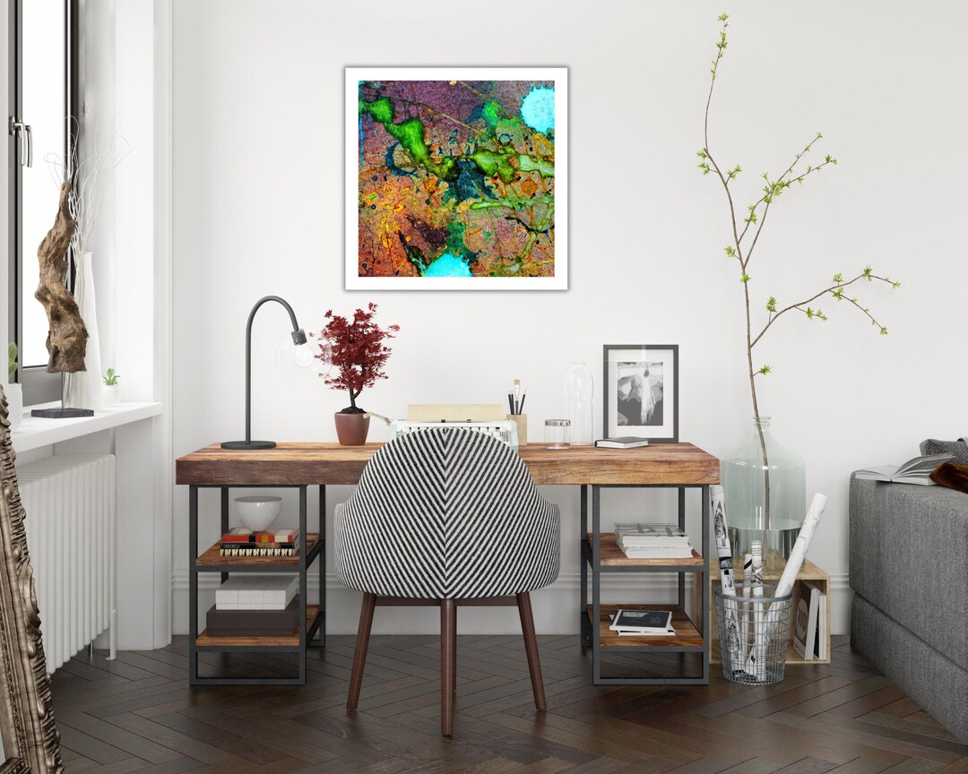 Abstract Green Art, Seamless World Map Print, Splatter Art Print ...