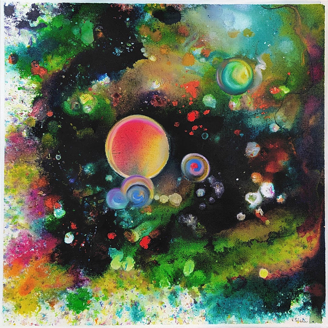 Colours of Space Original Painting – Abstract Square Canvas, Cosmic ...