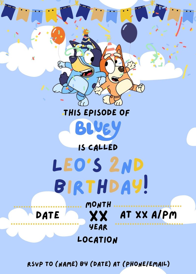 Bluey Birthday Invitation - Etsy