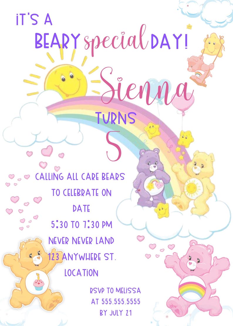 Care Bears Invitation - Etsy