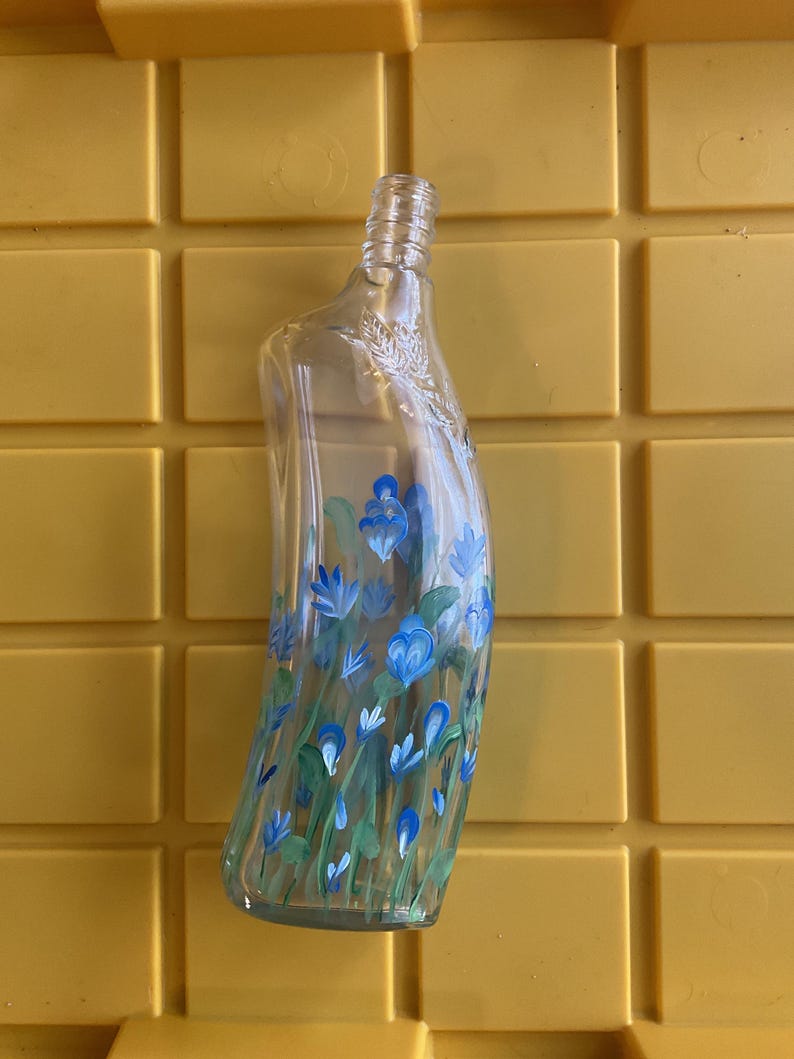 Hand-painted Bluebonnet Glass Vase - Etsy