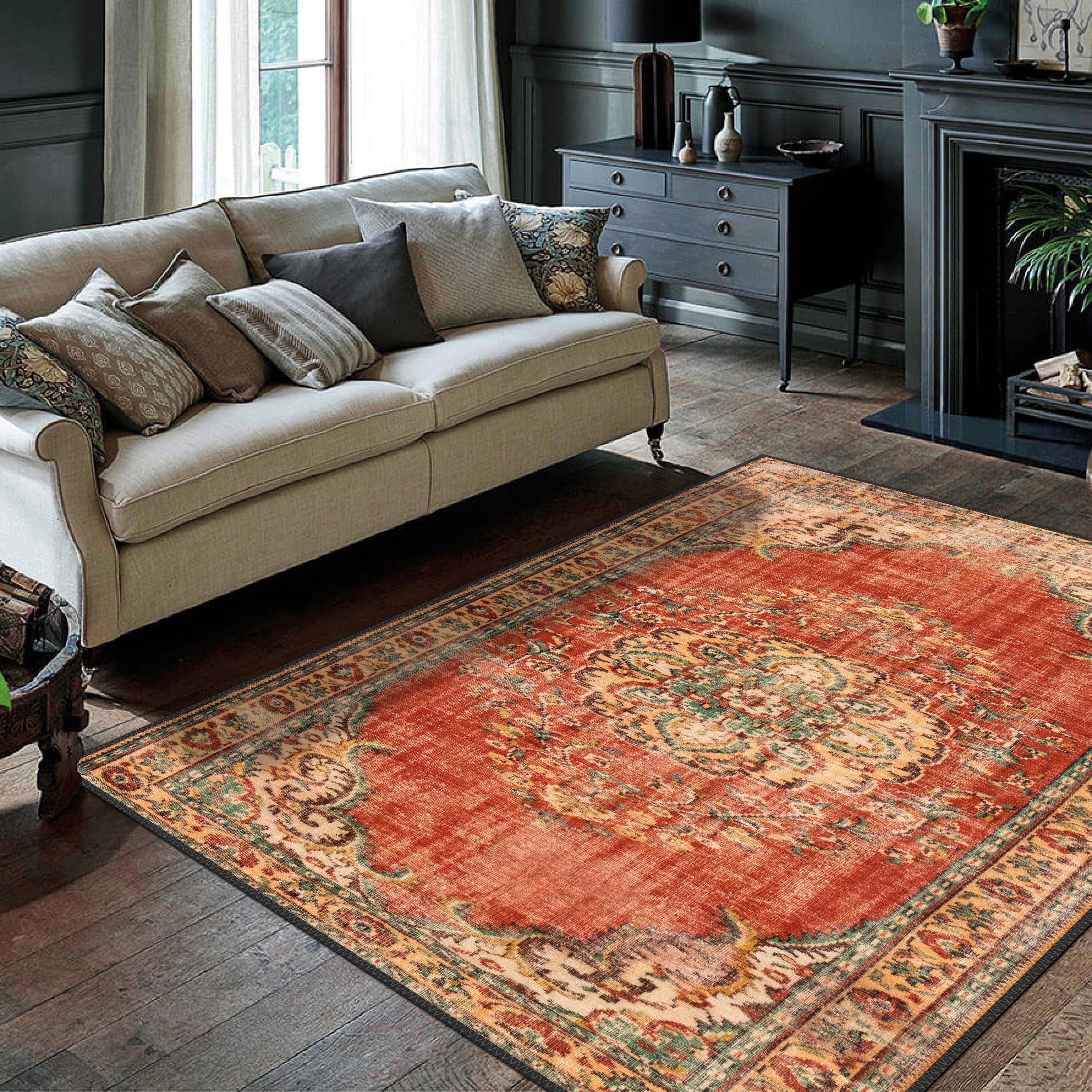 Red Persian Style Medallion Area Rug, Elegant Oriental Design - Etsy
