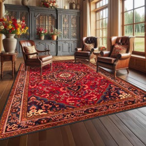 Red Turkish Rug, Handwoven Style, Oriental Living Room Carpet - Etsy