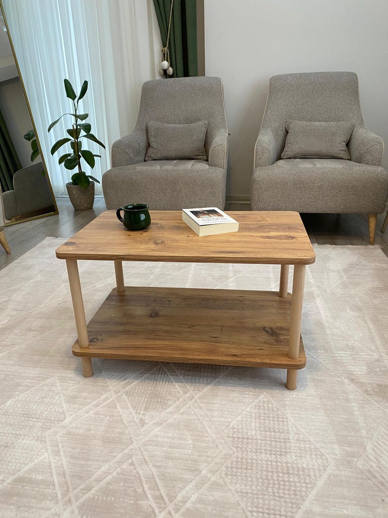 Two Tier Coffee Table. Wooden Leg. 4 Different Color Options. - Etsy