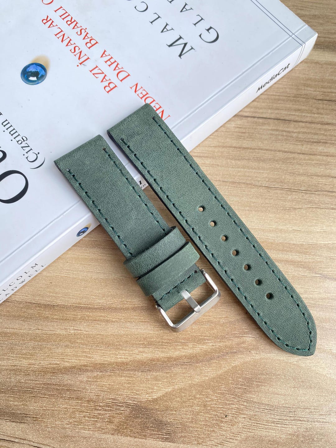 Green Watch Band Suitable for Samsung Gear and Apple Watches. Handmade ...