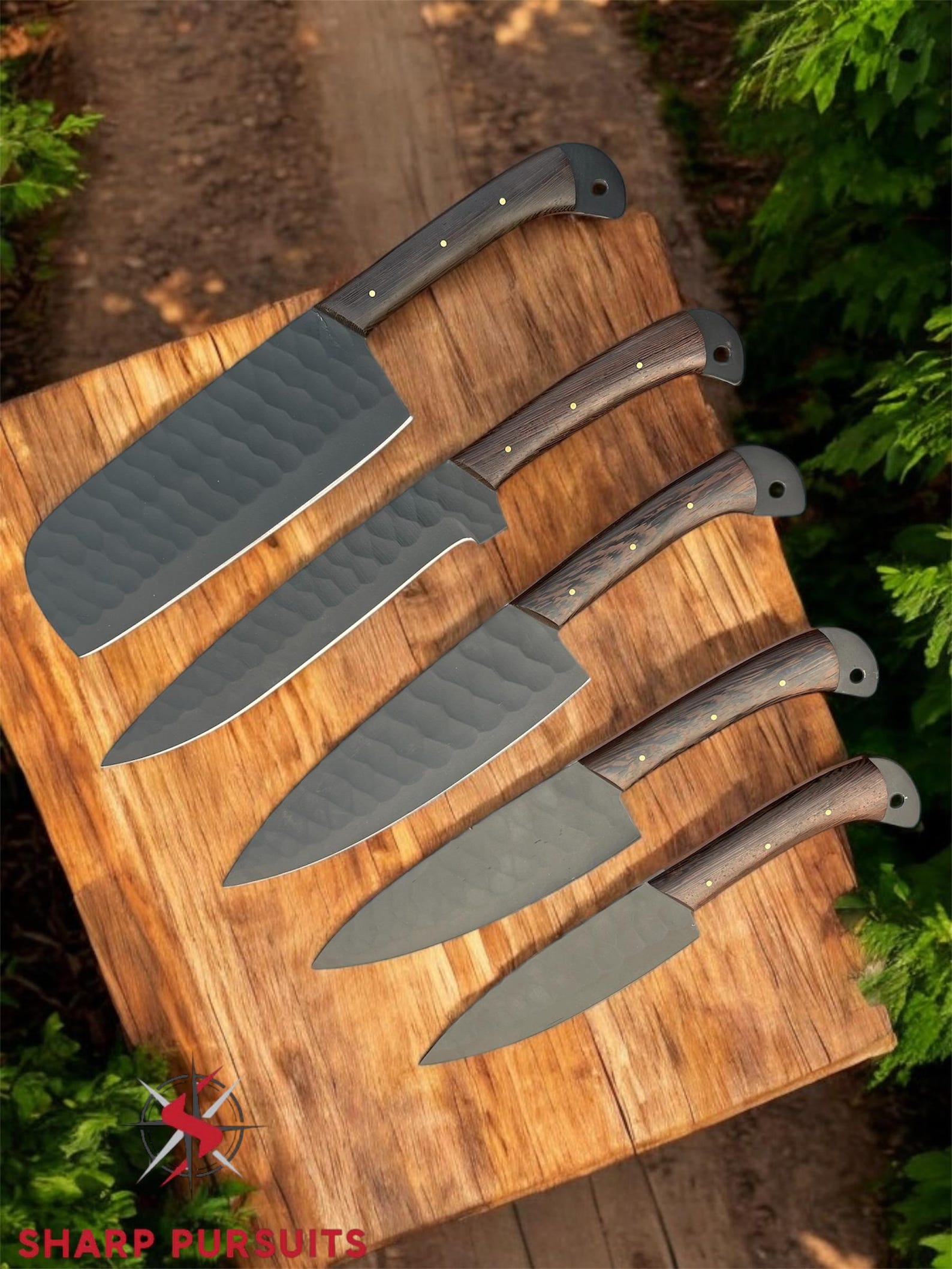 Hand Forged Chef Knife Set- 5 Piece Black Coated High Carbon Steel ...